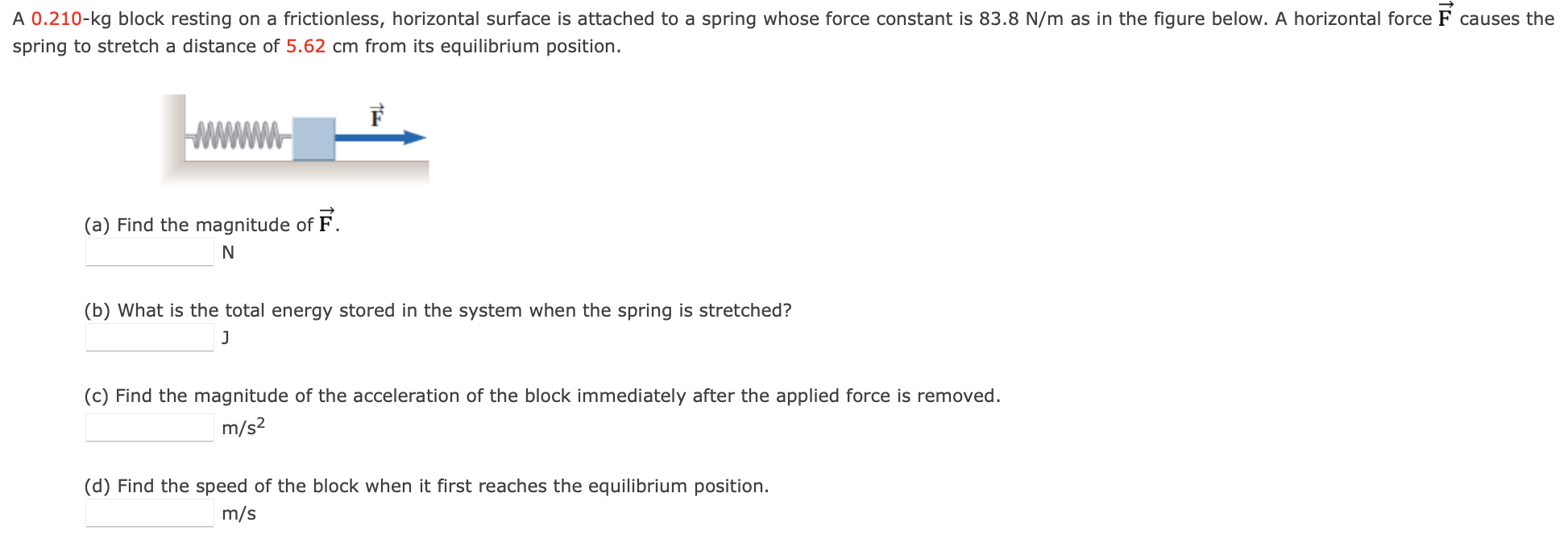 Solved A 0.210-kg block resting on a frictionless, | Chegg.com