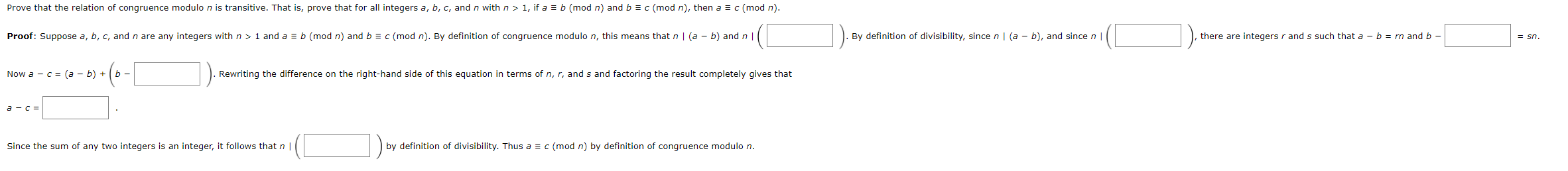 Solved Prove that the relation of congruence modulo n is | Chegg.com