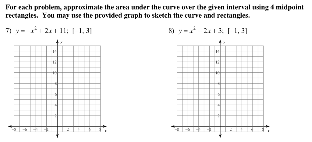 Solved For each problem, approximate the area under the | Chegg.com