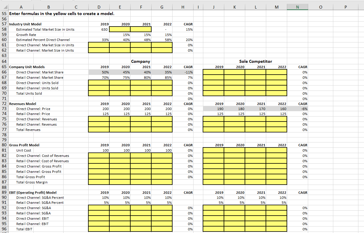 Solved PLEASE USE EXCEL FORMULAS. HARD FOR ME TO FIGURE OUT. | Chegg.com