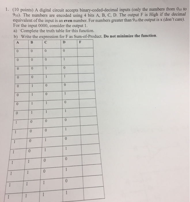 Solved 1 10 Points A Digital Circuit Accepts 