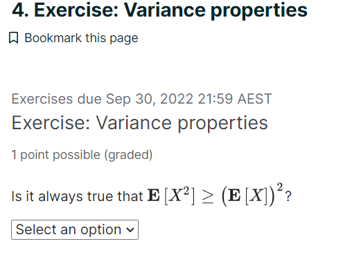 Solved 4. Exercise: Variance properties W Bookmark this page | Chegg.com