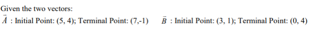 Solved Given the two vectors: A: Initial Point: (5,4); | Chegg.com