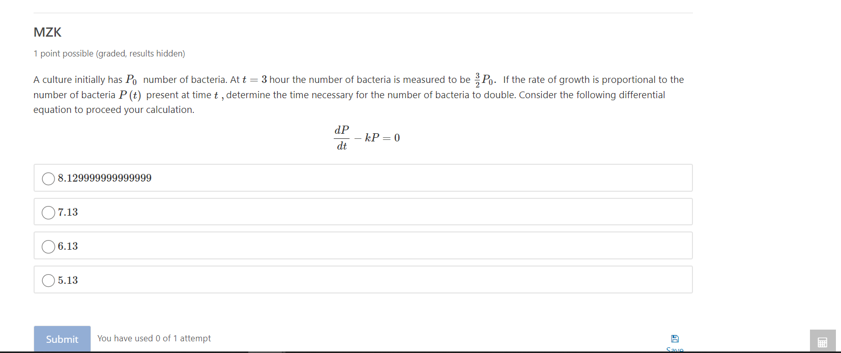 Solved MMRU 1 point possible (graded, results hidden) The | Chegg.com
