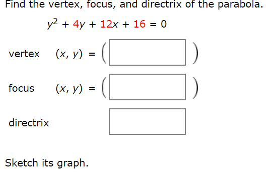 Solved Find the vertex, focus, and directrix of the | Chegg.com