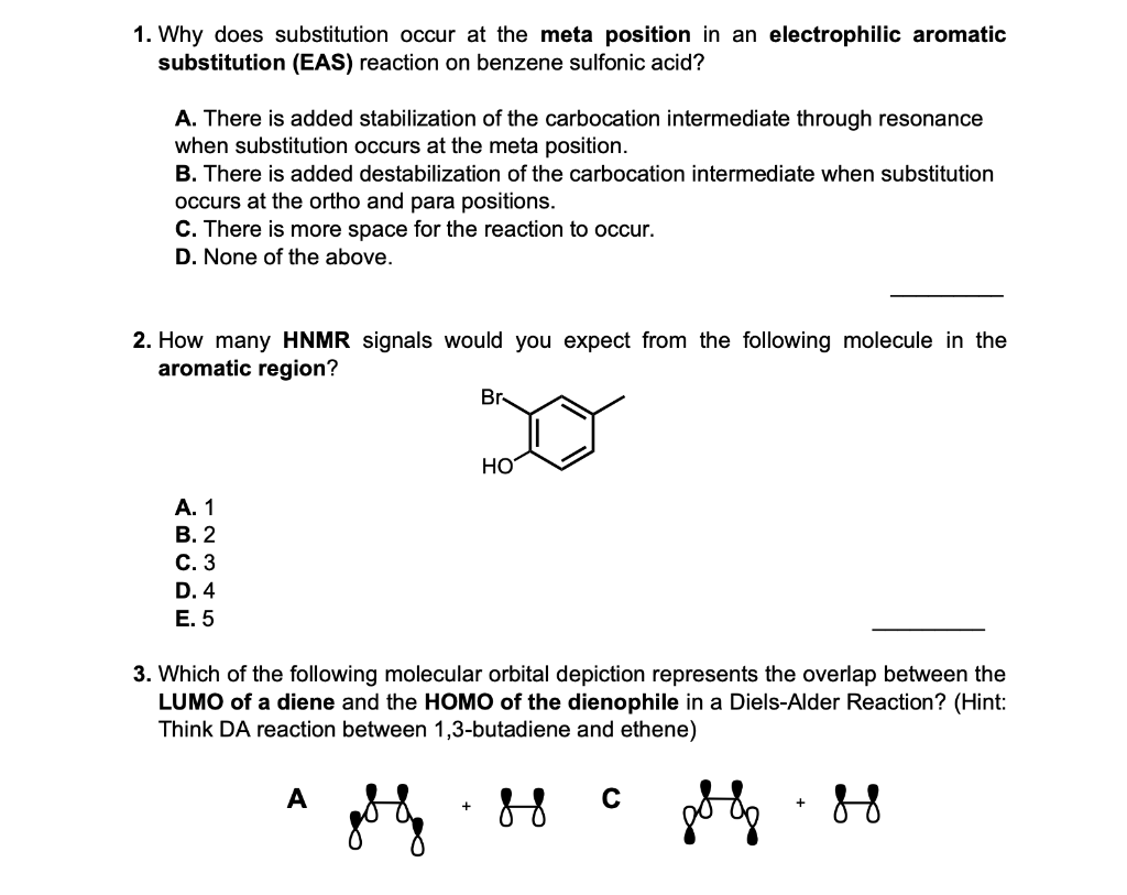 Solved 1. Why does substitution occur at the meta position | Chegg.com