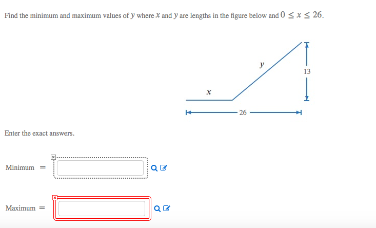 Solved Find the minimum and maximum values of y where x and | Chegg.com