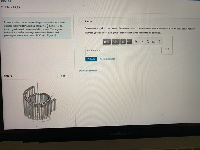 Solved (HW13-2 Problem 13.99 Part A A car of a roller | Chegg.com