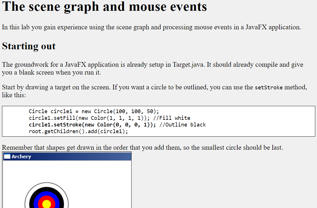 The scene graph and mouse events In this lab you gain | Chegg.com