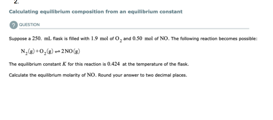 Solved 3. Calculating an equilibrium constant from a partial | Chegg.com