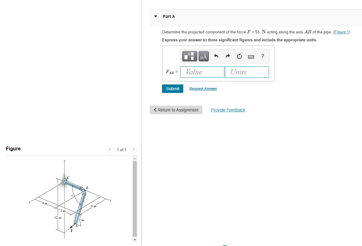 Solved y Part A Determine the projected component of the | Chegg.com