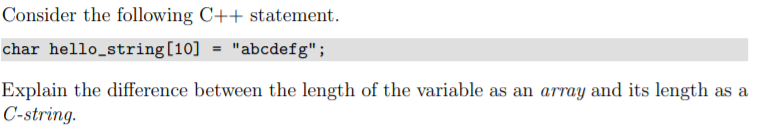 Solved Consider the following C++ statement. char | Chegg.com