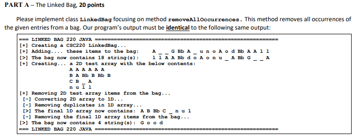 Solved Please implement class LinkedBag focusing on | Chegg.com