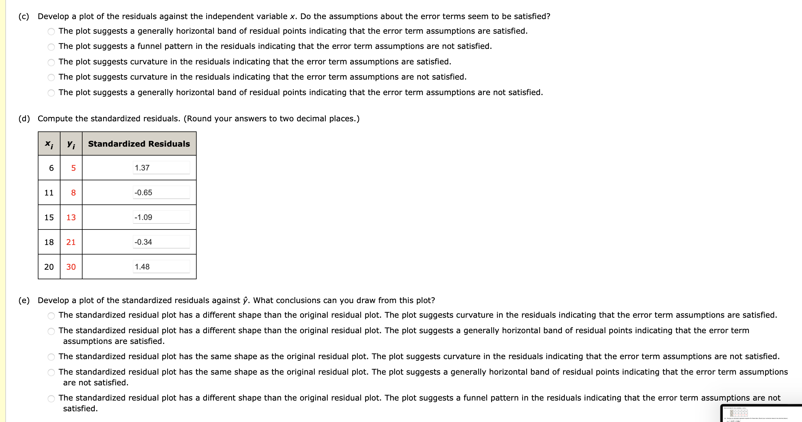 Solved (c) Develop a plot of the residuals against the | Chegg.com