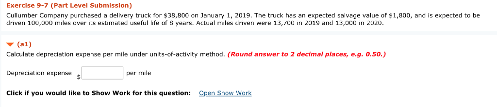 Solved Exercise 9-7 (Part Level Submission) Cullumber | Chegg.com