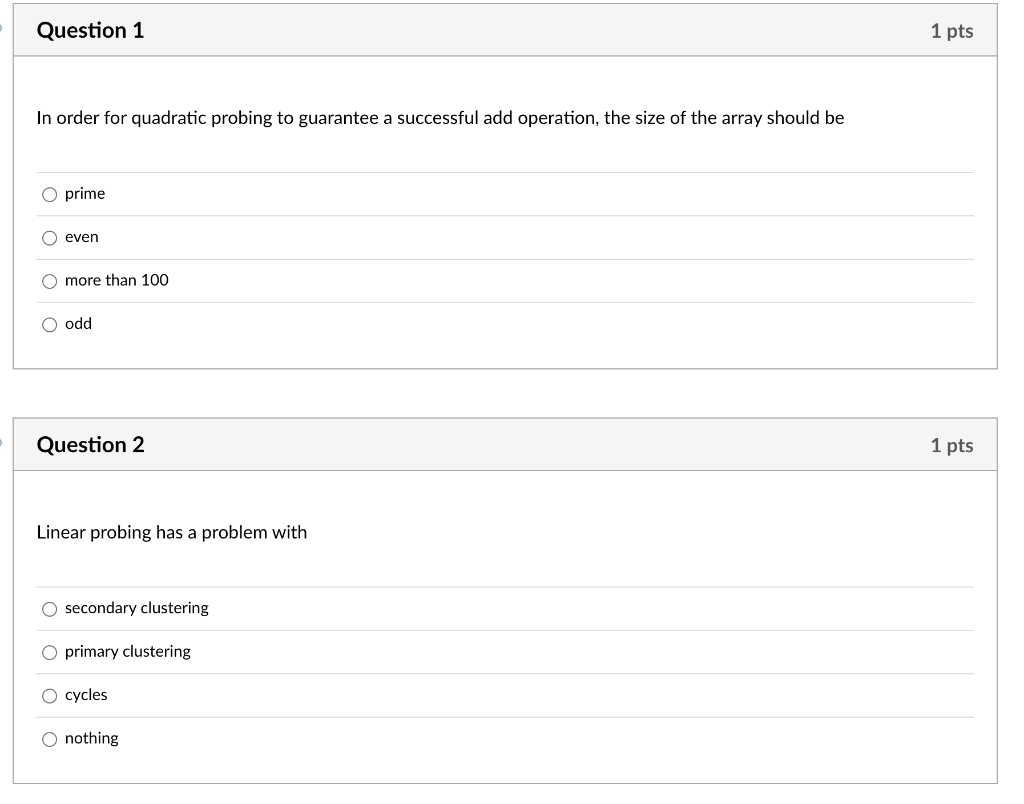 Solved In order for quadratic probing to guarantee a | Chegg.com