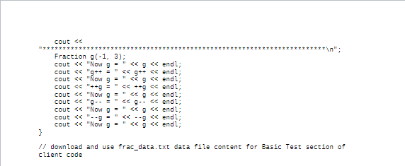 Solved Project 2 - Fraction class with operator overloading | Chegg.com
