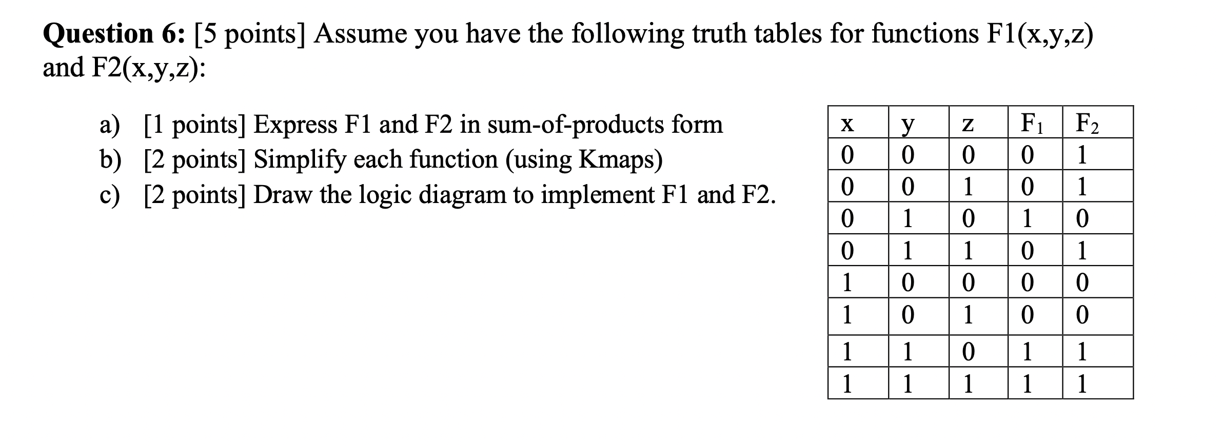 Solved Question 6: [5 points] Assume you have the following | Chegg.com