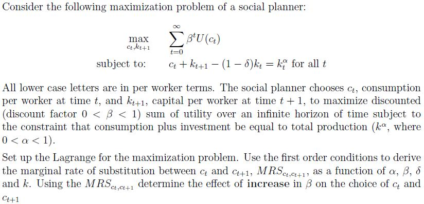 Solved Consider the following maximization problem of a | Chegg.com