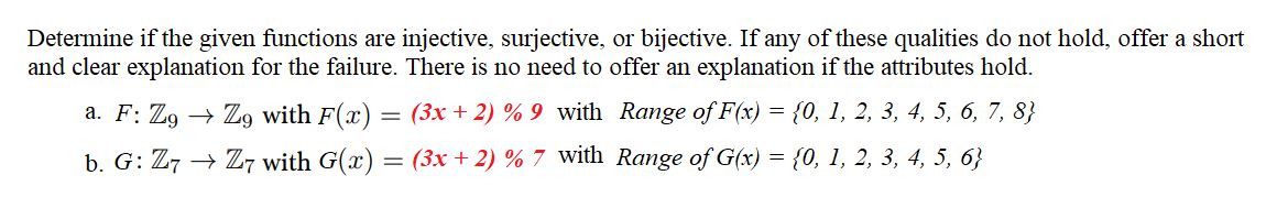 Solved Determine if the given functions are injective, | Chegg.com