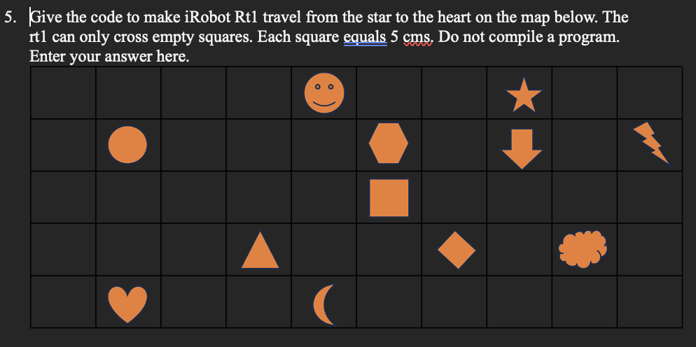 Solved Give the code to make iRobot Rt1 travel from the star | Chegg.com