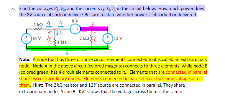 Solved Find the voltages V1,V2, and the currents I1,I2,I3 in | Chegg.com