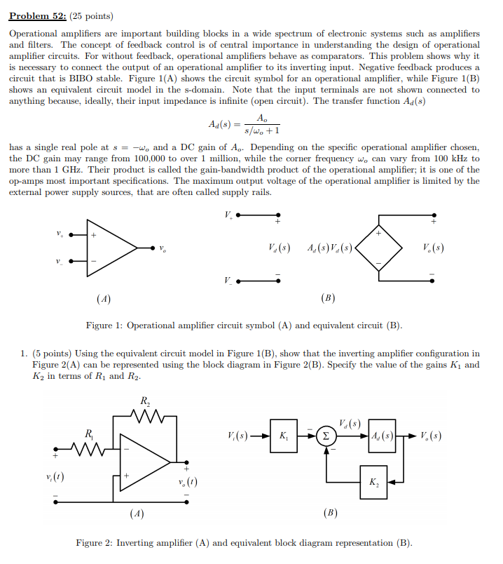Solved Problem 52: (25 points) Operational amplifiers are | Chegg.com