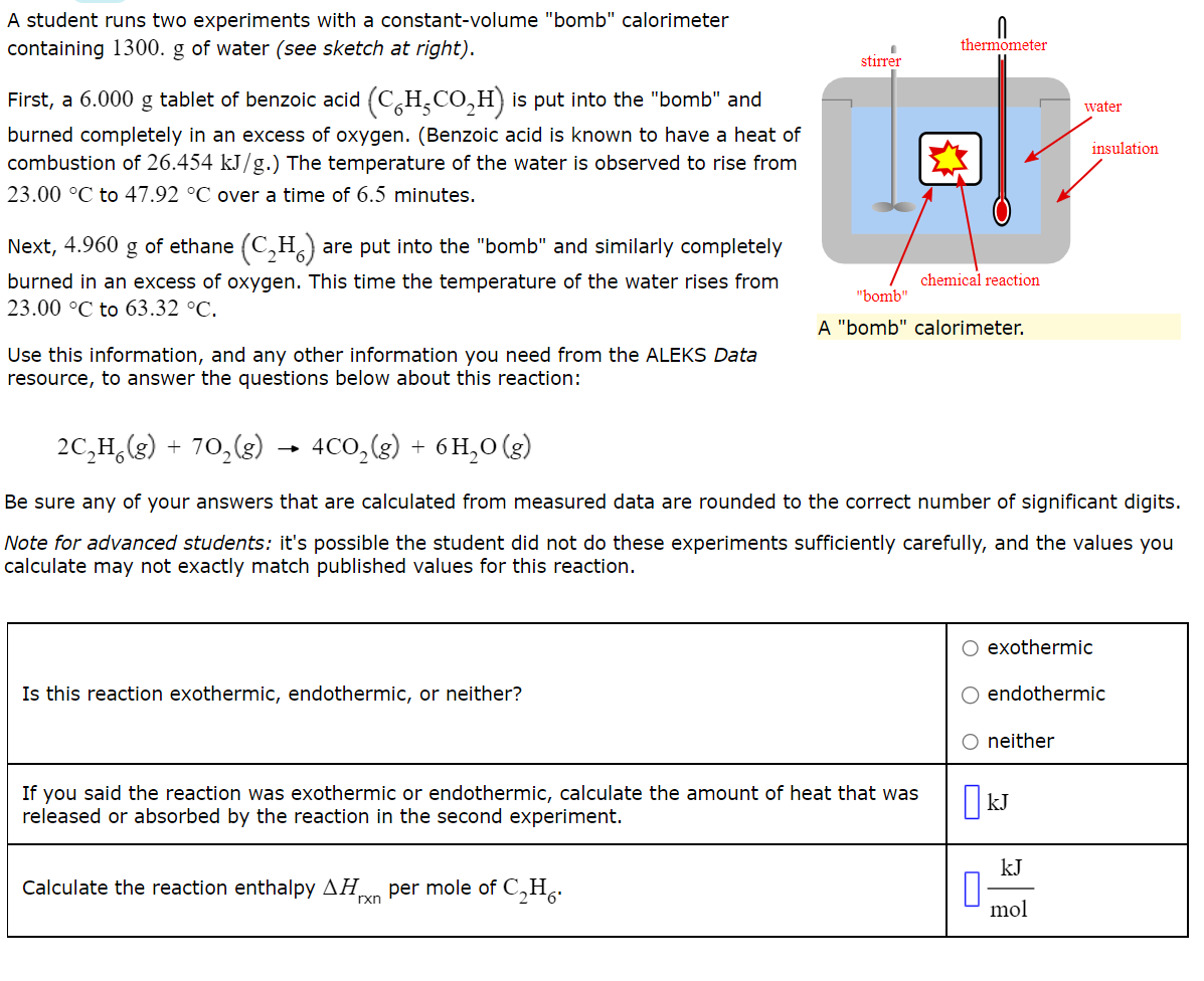 Solved A student runs two experiments with a constant-volume | Chegg.com