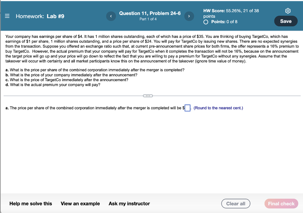 Solved O = Homework: Lab #9 Question 11, Problem 24-6 Part 1 | Chegg.com
