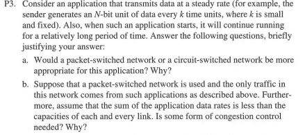 Solved P3. Consider an application that transmits data at a | Chegg.com