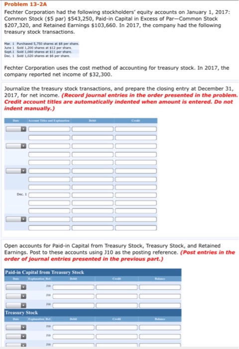 Solved Problem 13-2A Fechter Corporation had the following | Chegg.com