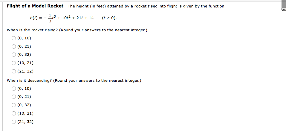 Solved + Flight of a Model Rocket The height (in feet) | Chegg.com