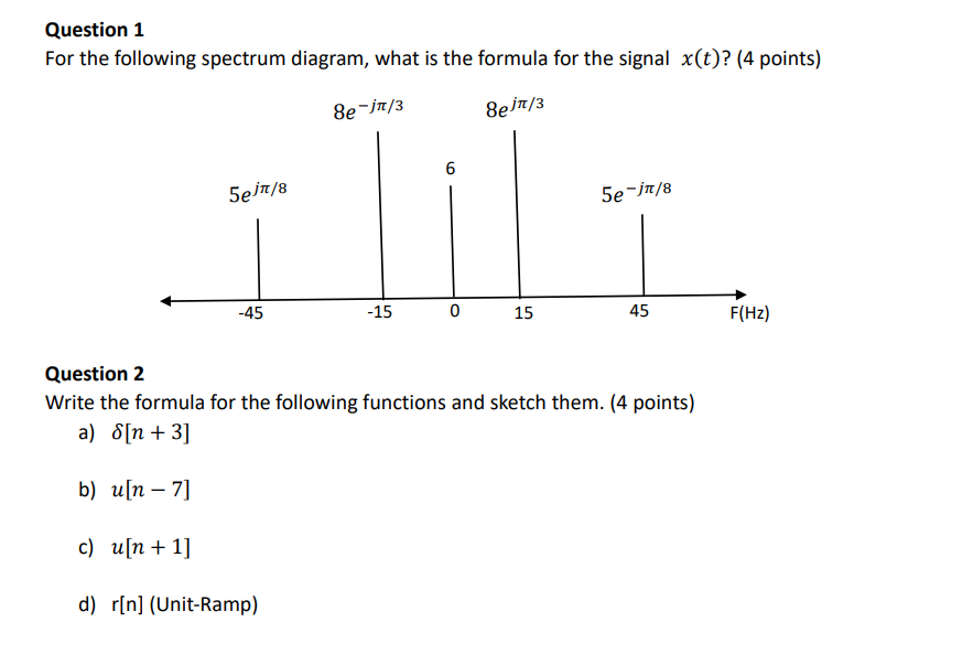 Solved Question 1 For the following spectrum diagram, what | Chegg.com