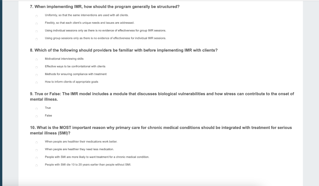 Solved 7. When implementing IMR, how should the program | Chegg.com