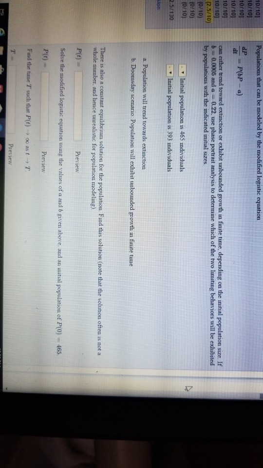 Solved Populations That Can Be Modeled By The Modified