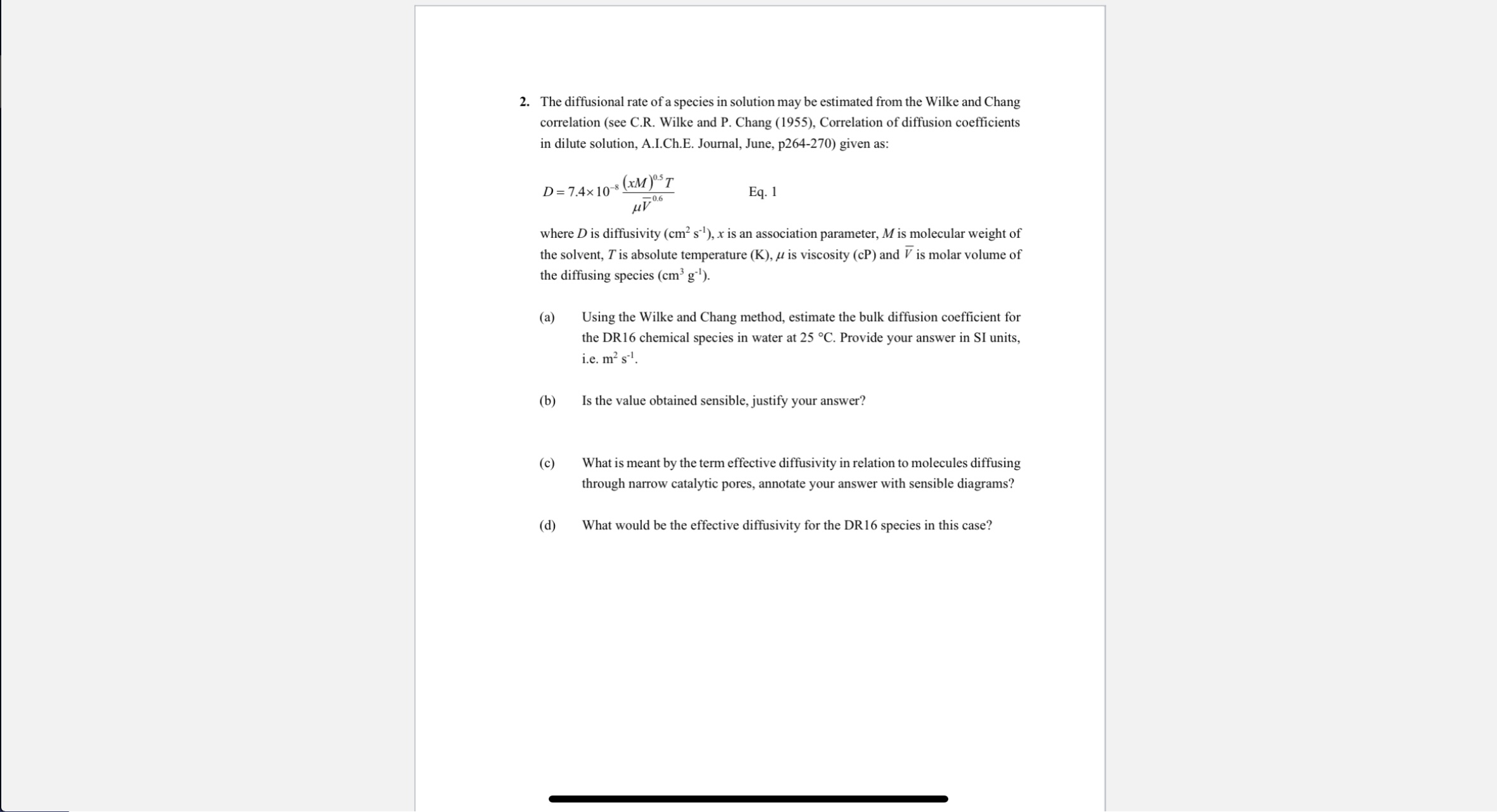 Solved The diffusional rate of ﻿a species in ﻿solution may | Chegg.com