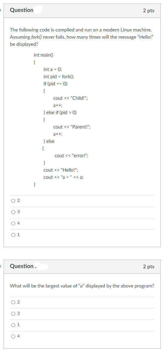 Solved The following code is compiled and run on a modern | Chegg.com