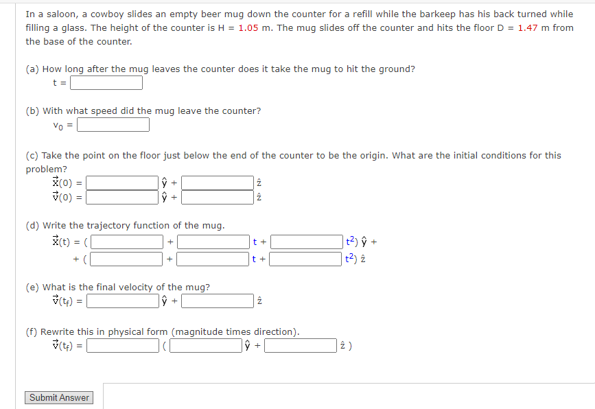 Solved In a saloon, a cowboy slides an empty beer mug down | Chegg.com