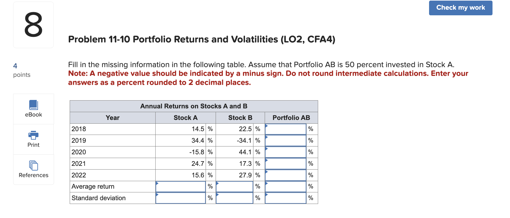 Solved Fill in the missing information in the following | Chegg.com