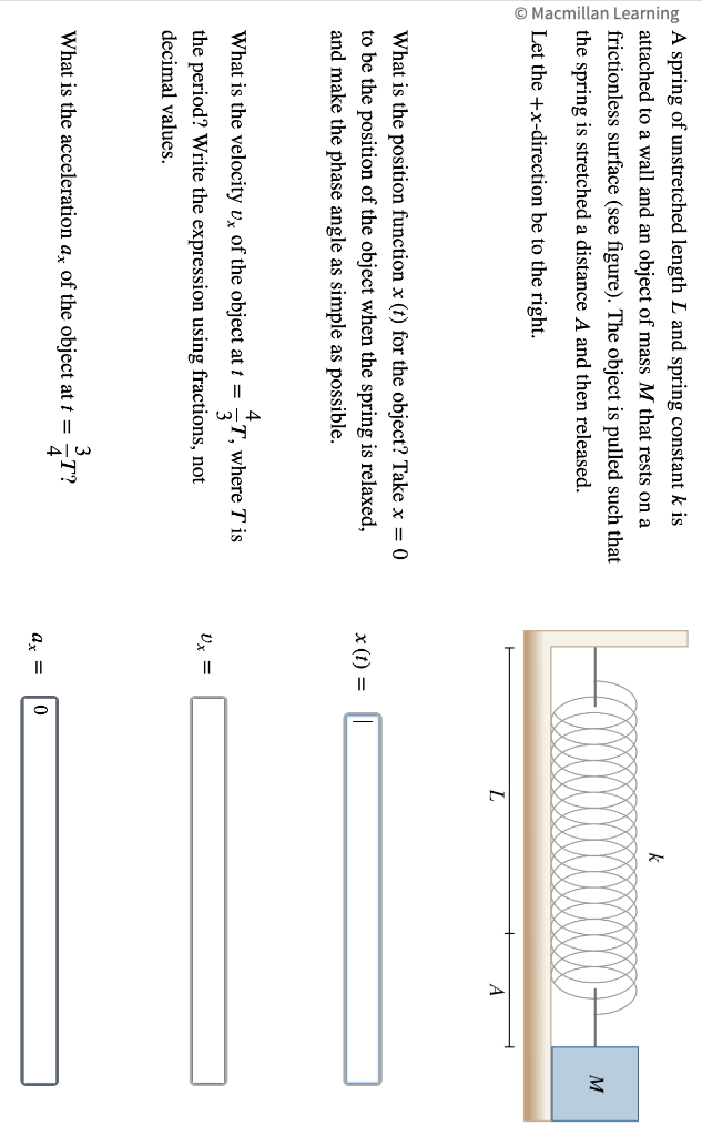 A spring of unstretched length L and spring constant | Chegg.com