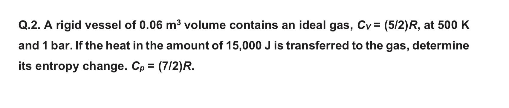 Solved Q.2. A rigid vessel of 0.06 m3 volume contains an | Chegg.com