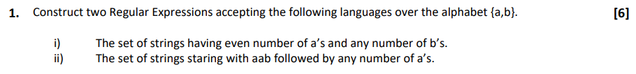 Solved 1. Construct two Regular Expressions accepting the | Chegg.com