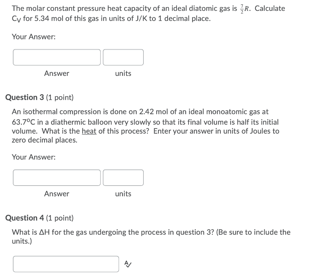 Solved The molar constant pressure heat capacity of an ideal | Chegg.com