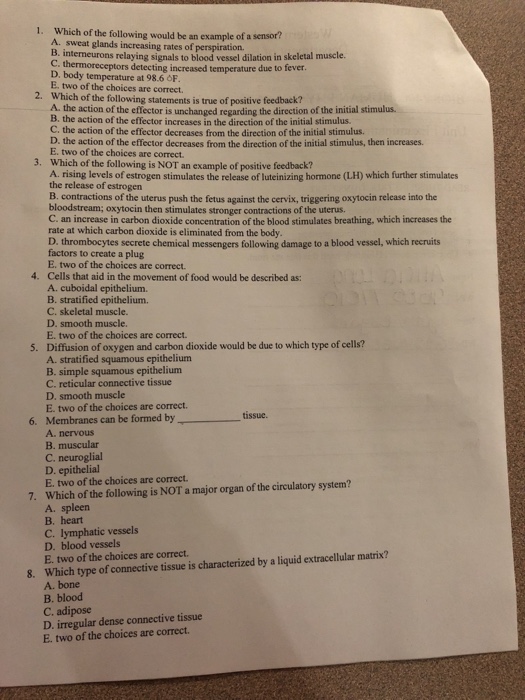 Solved 1. Which of the following would be an example of a | Chegg.com