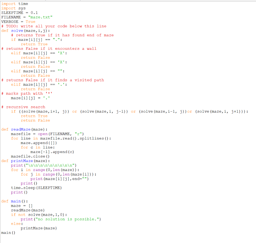 While running my maze code, the dots used to find its | Chegg.com