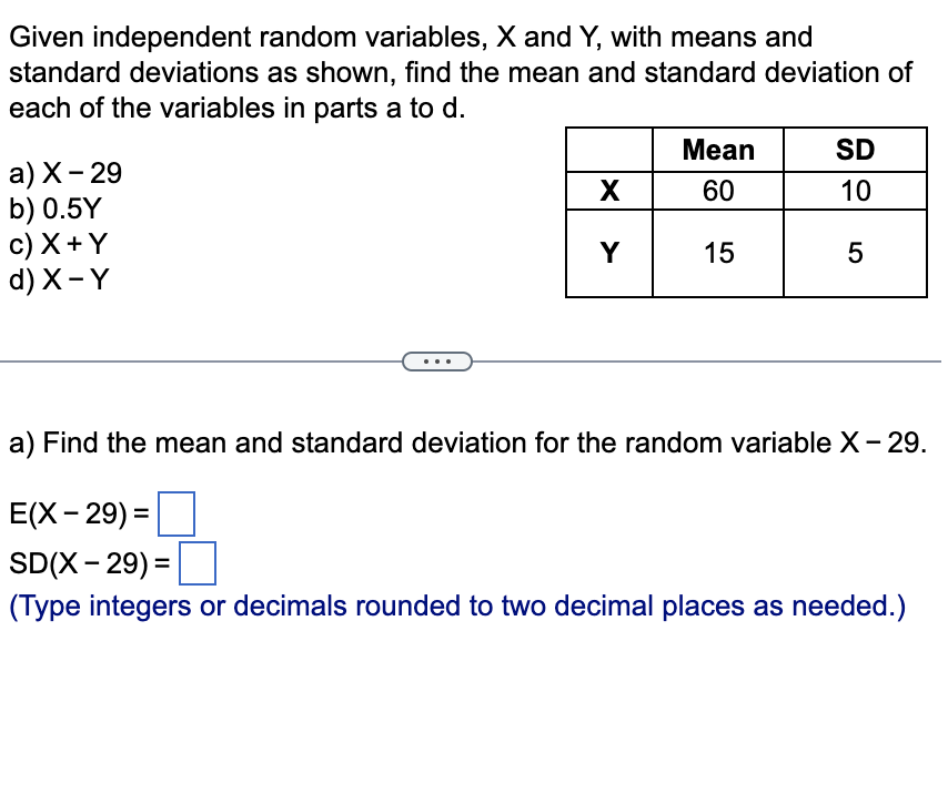 Solved Given independent random variables, X and Y, with | Chegg.com