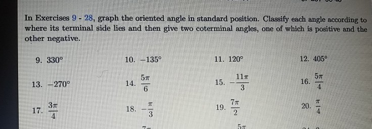 Solved In Exercises 9- 28, graph the oriented angle in | Chegg.com