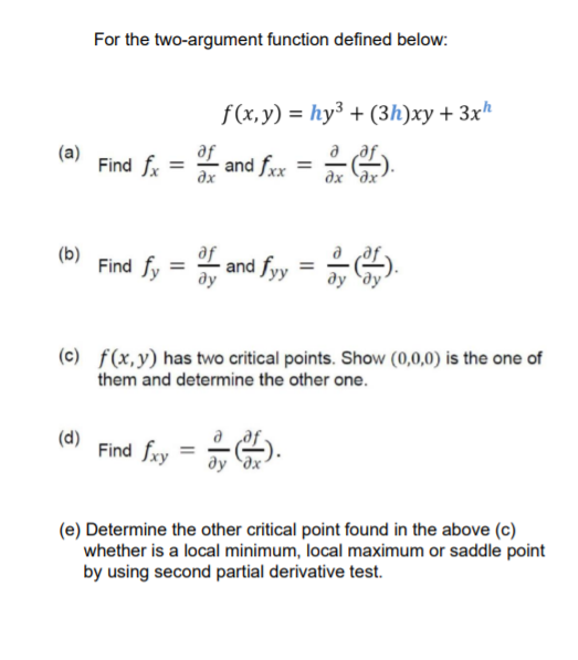 Solved For the two-argument function defined below: (a) f(x, | Chegg.com