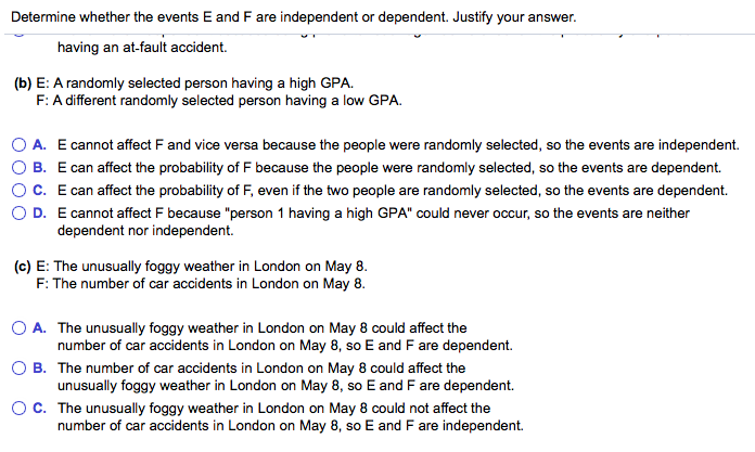 Solved Determine whether the events E and F are independent | Chegg.com