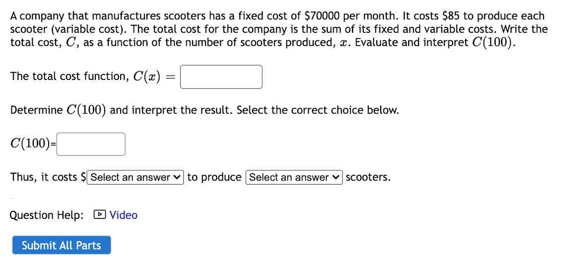 Solved A company that manufactures scooters has a fixed cost | Chegg.com
